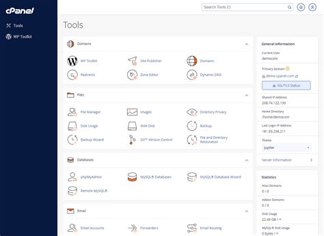 CPanel Web Hosting Control Panel Demo MechanicWeb