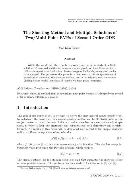 Pdf The Shooting Method And Multiple Solutions Of Twomulti Point