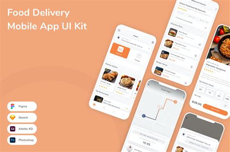 送餐移动应用app Ui Kit Fig Psd Sketch Xd 云瑞设计