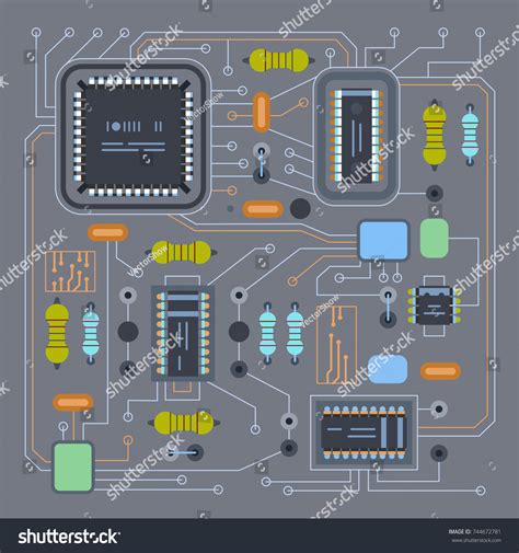 Computer Ic Chip Template Microchip On Vector De Stock Libre De Regalías 744672781 Shutterstock