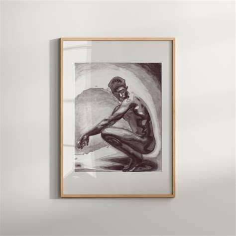 Full Nude Black And White Print Gay Art Print Homoerotic Etsy