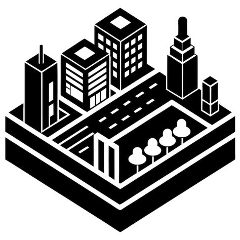 Mapa Isométrico Del Distrito De La Ciudad Conjunto De Edificios