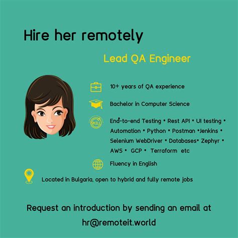 Remote It World On Linkedin 💥💥💥 She Is Available Lead Qa Engineer 💥💥