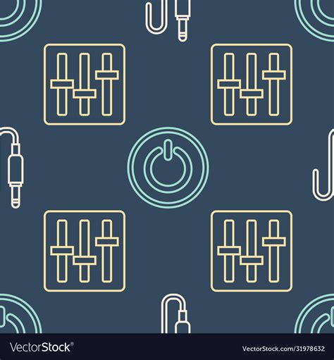 Set Line Audio Jack Sound Mixer Controller Vector Image