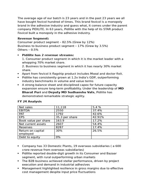 Pidilite Pdf