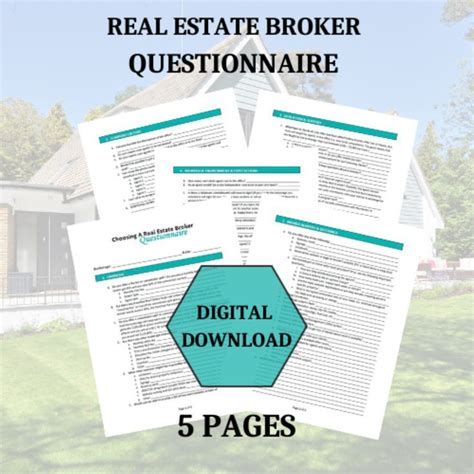 Real Estate Agent Brokerage Questionnaire Interview Questions