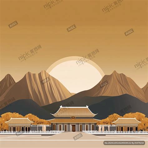 Ai创作图横店地标建筑山水画 皇宫银杏插画 总统府插画 太庙插画 纪念堂素材 大礼堂插画 红峰烈士陵园插画 寻根祭祖园插画 大元帅府纪念馆插画 中国馆地标建筑 民族自治区建筑插画 故宫午门立面