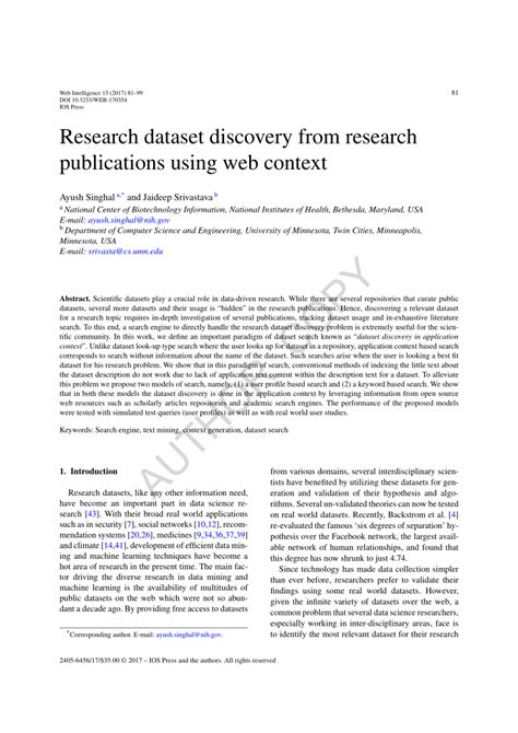 Pdf Research Dataset Discovery From Research Publications Using Web Context
