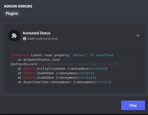 Addon Error · Issue 124 · Toluschrbetterdiscord Animated Status · Github