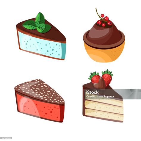 숲 과일과 다채로운 디저트의 집합입니다 다른 충전재와 초콜릿 케이크 벡터 그림입니다 0명에 대한 스톡 벡터 아트 및 기타 이미지 0명 과일 낙서 드로잉 Istock