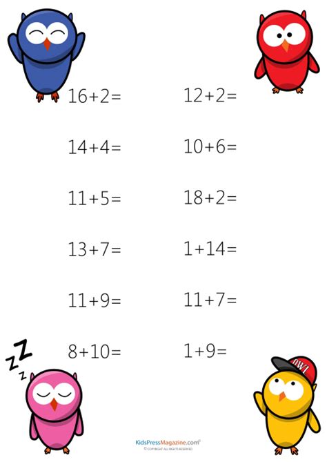 Adding With Sums To 20 Worksheets