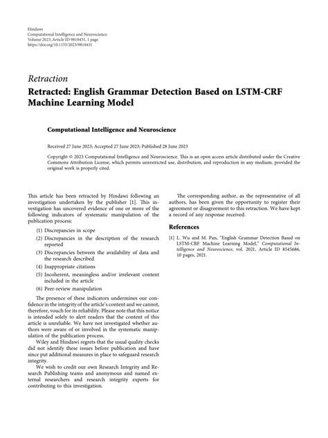 Pdf Retracted English Grammar Detection Based On Lstm Crf Machine
