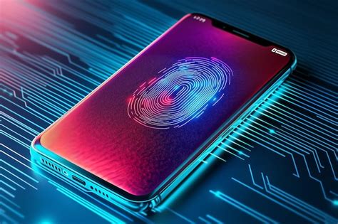 Futuristic Fingerprint Scan Technology Featuring Vibrant Colors And Hightech Circuitry Premium