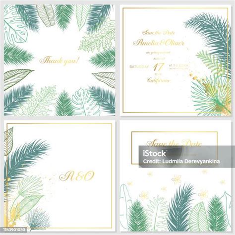 열 대 잎 골드 결혼식 초대장입니다 골드 대리석 질감 및 기하학적 패턴 벡터 디자인 서식 파일 럭셔리 결혼식 초대장 카드 0명에 대한 스톡 벡터 아트 및 기타 이미지