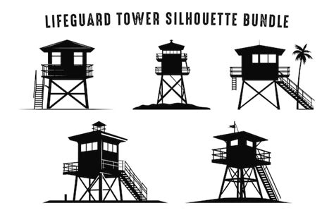 Premium Vector Lifeguard Tower Silhouette Black Vector Set Safeguard