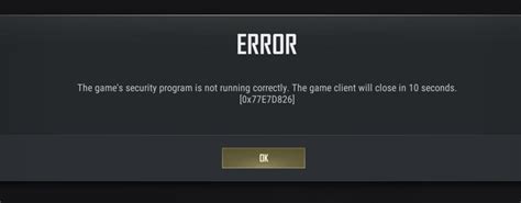 The Games Security Program Is Not Running Correcty The Game Client