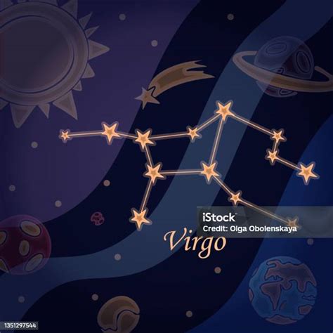 조디악 표지판의 처녀자리 상징의 낙서 별자리는 점성술과 천문학의 벡터 일러스트를 표시합니다 우주 배경의 별자리 밝은 별 0명에 대한 스톡 벡터 아트 및 기타 이미지 Istock