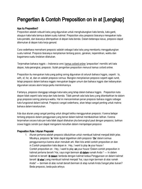 Pengertian Preposition Pdf