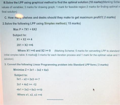 Solved B Solve The LPP Using Graphical Method To Find The Chegg