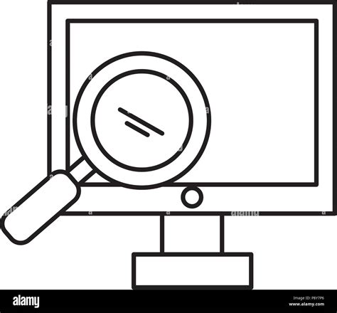 Computer With Magnifying Glass Vector Illustration Design Stock Vector