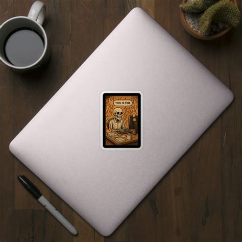 This Is Fine Skeleton Dark Humor Meme Meme Sticker Teepublic