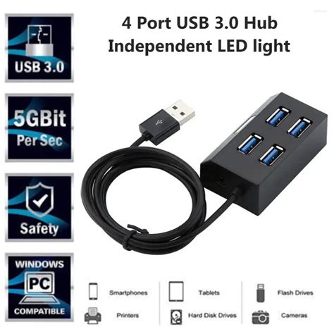 High Speed Hubs Usb With Port Hab Tf Card Reader And Independent Led Light Portable Pc