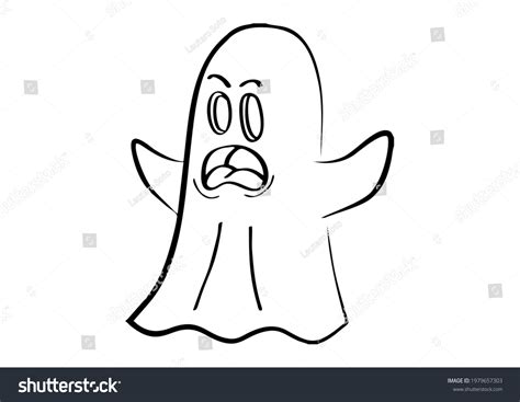 Cartoon Ghost Black White Scared Scaring Stock Vector Royalty Free 1979657303 Shutterstock