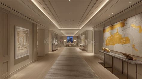 An Open Concept Hallway With A Light Wood Floor White Walls A Narrow