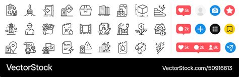 Algorithm Home Charging And Entrance Line Icons Vector Image