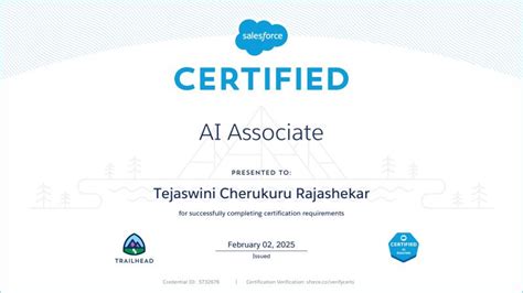 Salesforce Ai Certification Artificialintelligence Crm Tejaswini Cherukuru Rajashekar