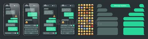 Smartphone Messaging App User Interface With Emoji Sms Text Frame Chat Screen Green Message