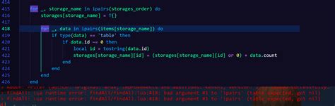 Bad Argument 1 To Ipairs Table Expected Got Nil Issue 2131