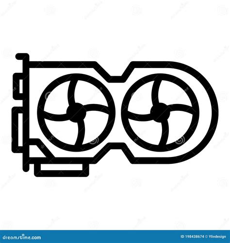 Card Gpu Icon Outline Style Stock Vector Illustration Of Device Mining