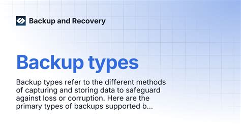 Backup Types Backup And Recovery