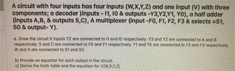 Solved A Circuit With Four Inputs Has Four Inputs Wxyz