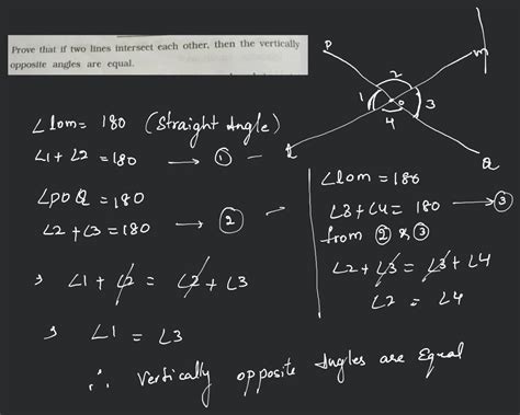 Prove That If Two Lines Intersect Each Other Than The Vertically Opposite