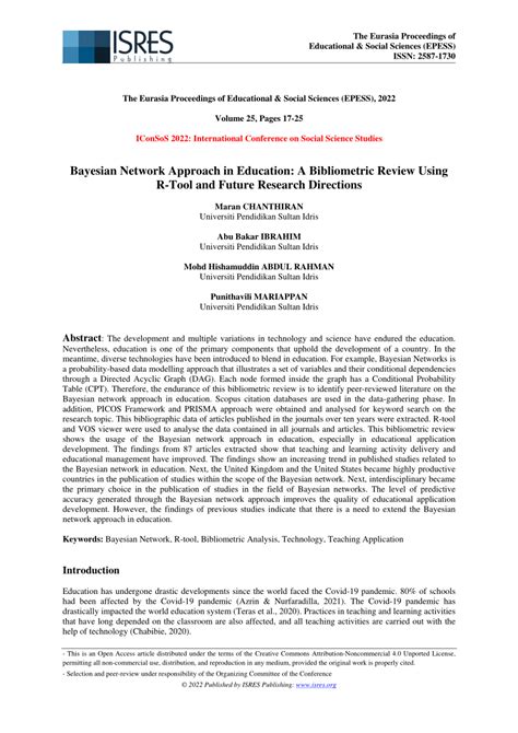 Pdf Bayesian Network Approach In Education A Bibliometric Review Using R Tool And Future
