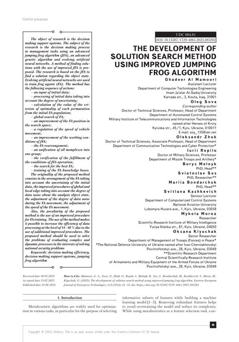 Pdf The Development Of Solution Search Method Using Improved Jumping