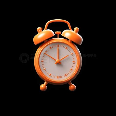 3d渲染ai数字艺术 3d卡通生活用品元素之闹钟3d渲染橙色闹钟黑白钟面手绘风插画 Ai立体元素免费下载png格式4096像素编号71540602 千图网