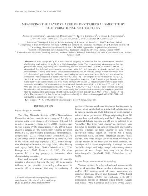 Pdf Measuring The Layer Charge Of Dioctahedral Smectite By O D Vibrational Spectroscopy