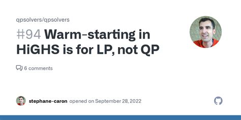 Warm Starting In Highs Is For Lp Not Qp · Issue 94 · Qpsolvers