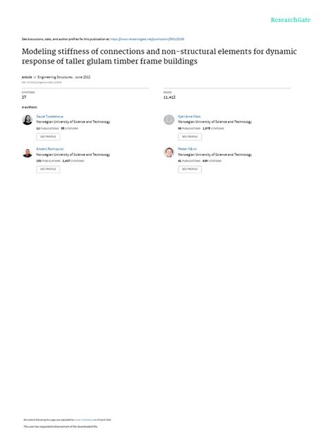 Modeling Stiffness Of Connections And Non Structural Elements For