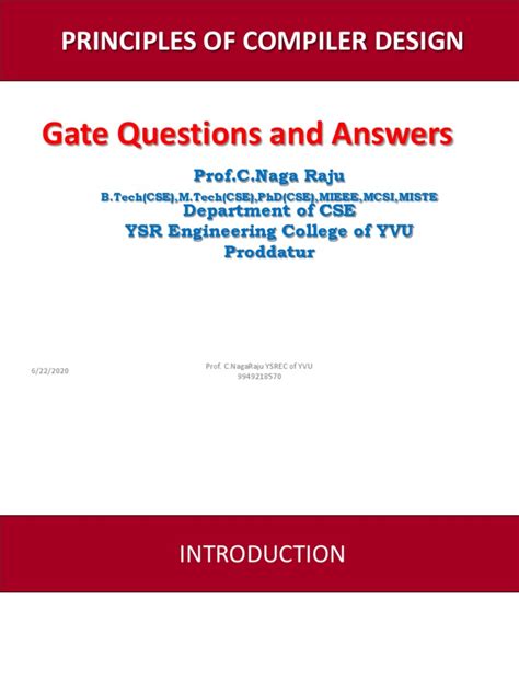 Principles Of Compiler Design Gate Questions And Answers Pdf