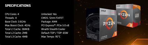 Amd Ryzensets 3 3200g Processor Radeon Vega 8 Integrated Gpu 4 Cores 4 Threads 65w Tdp Am4
