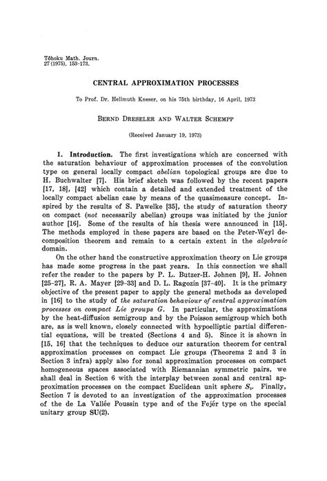 Pdf Central Approximation Processes