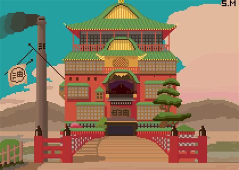 Spirited Away Bathhouse Pixel Art R Ghibli