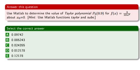 Solved Answer This Question Use Matlab Taylor Function To