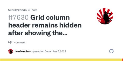 Grid Column Header Remains Hidden After Showing The Column · Issue