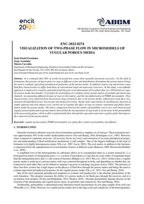 Pdf Visualization Of Two Phase Flow In Micromodels Of Vugular Porous