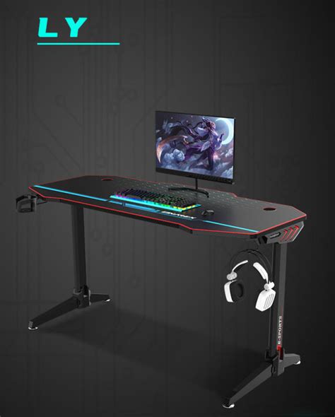 TwoBlow LY Gaming Table With RGB Light Computer Desk Office Table Inclusive Of Headphone Hook